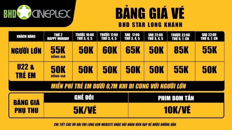 Rạp BHD Star Long Khánh - Lịch chiếu, Giá vé, Ưu đãi